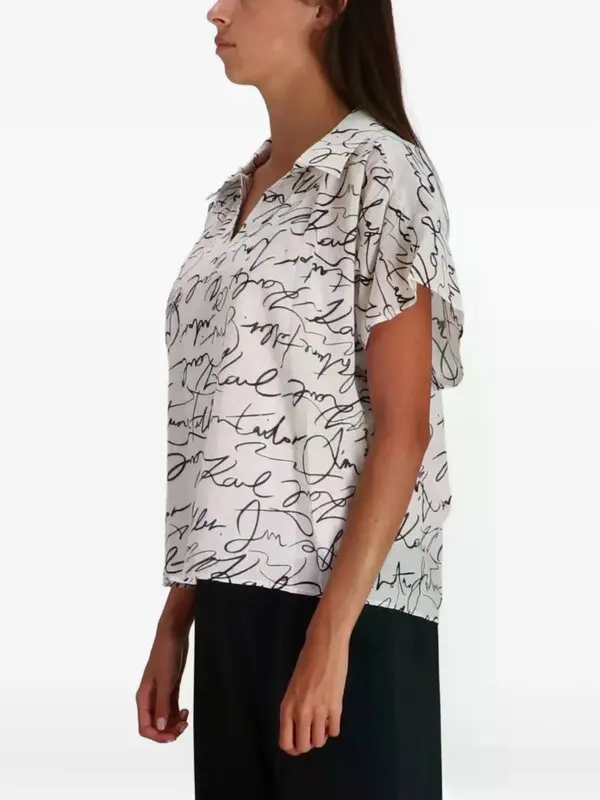Karl Lagerfeld Script-print Polo-neck Top