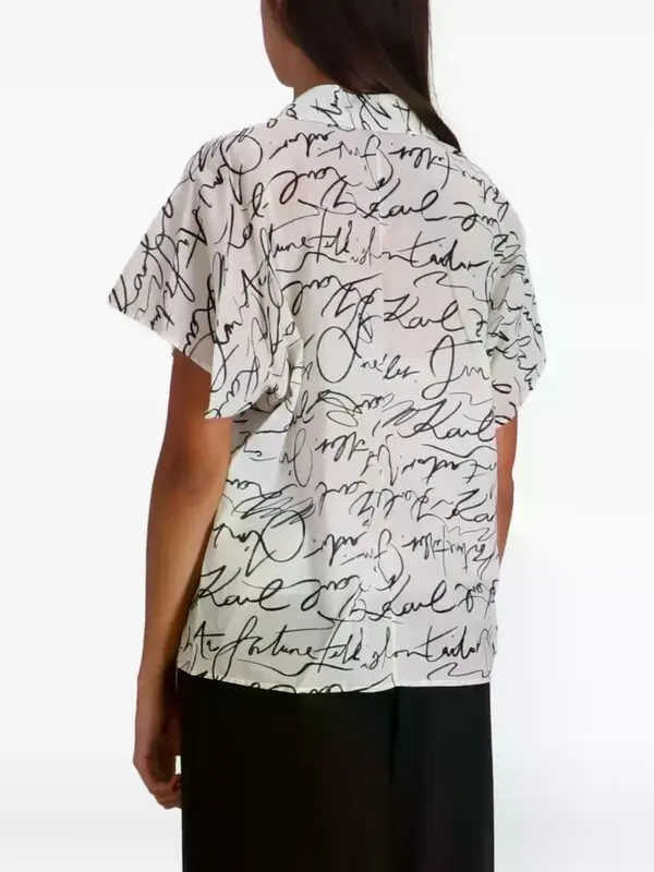 Karl Lagerfeld Script-print Polo-neck Top