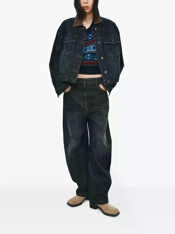 STUDIO TOMBOY Corduroy-collar Denim Jacket