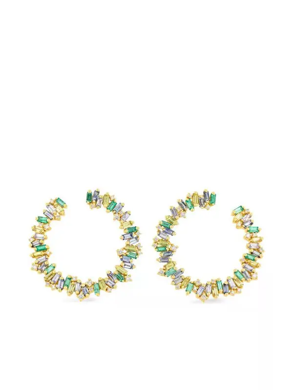 SUZANNE KALAN 18kt Yellow Sapphire And Diamond Hoop Earrings - Gold