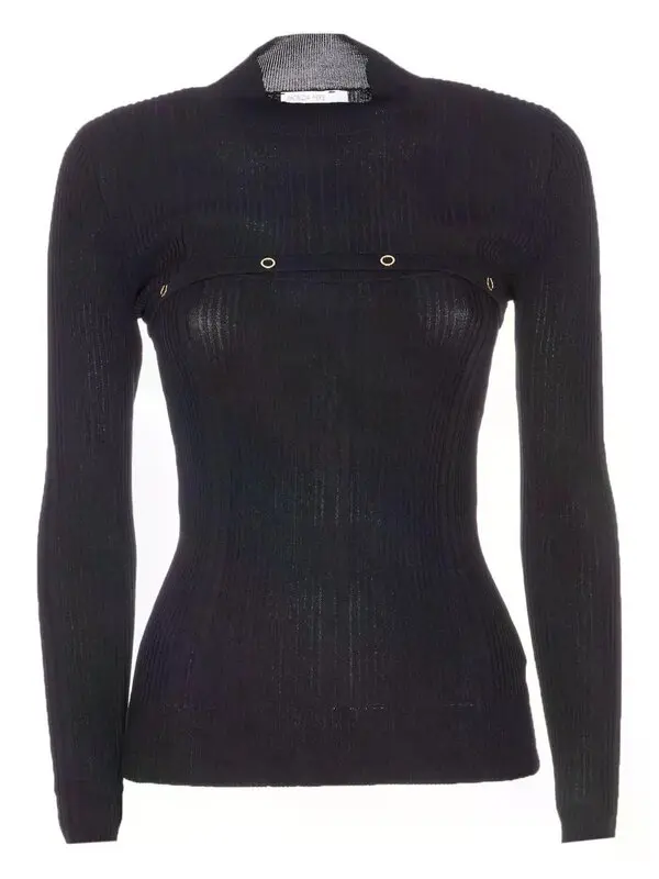 Patrizia Pepe Ribbed Button-detail Top