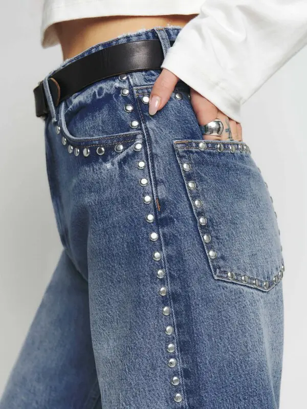 REFORMATION Cary High Rise Wide Leg Jeans - Blue