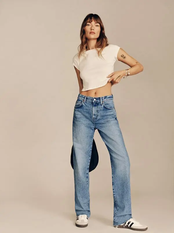 REFORMATION Val 90s Mid-rise Straight Jeans - Blue