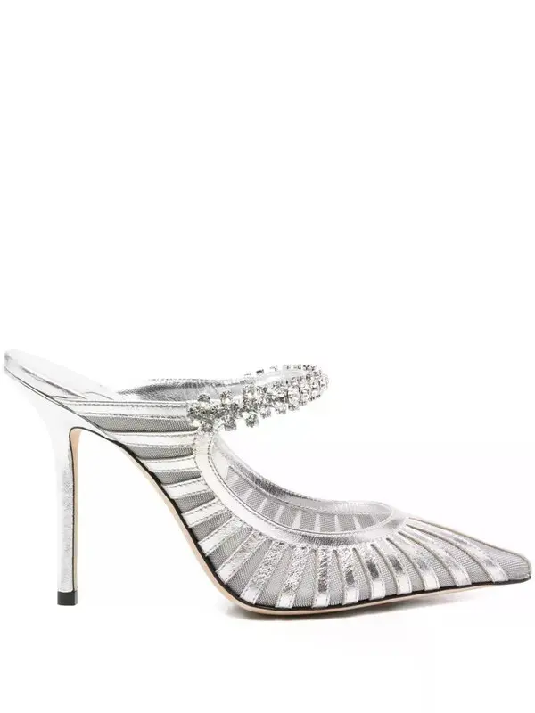 JIMMY CHOO 100mm Bing Crystal-embellished Mules - Silver