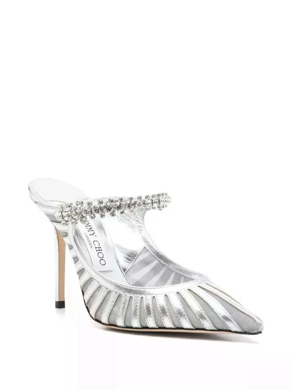 JIMMY CHOO 100mm Bing Crystal-embellished Mules - Silver