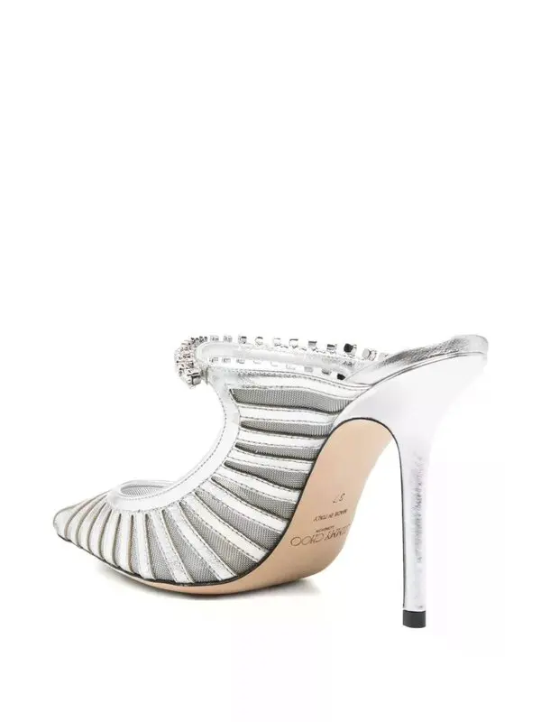 JIMMY CHOO 100mm Bing Crystal-embellished Mules - Silver