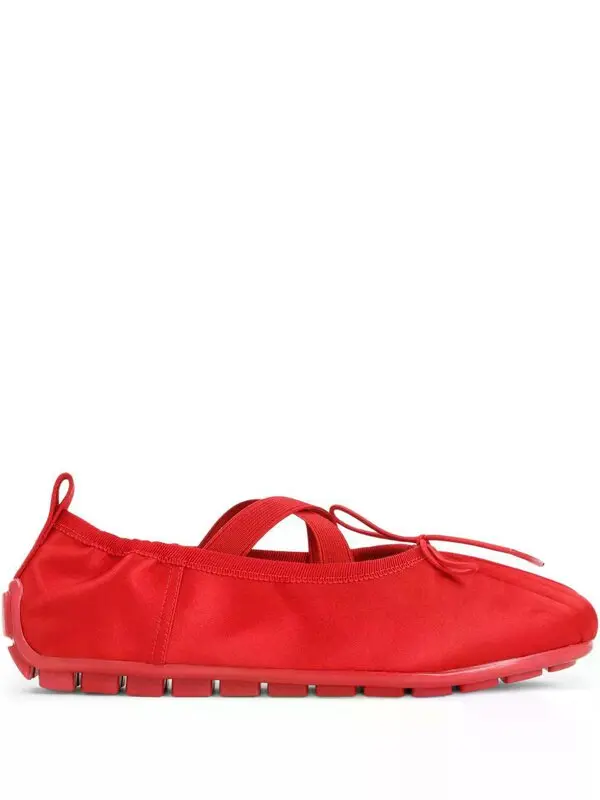 Simone Rocha Grip Cross-strap Pleated Ballet Flats - Red