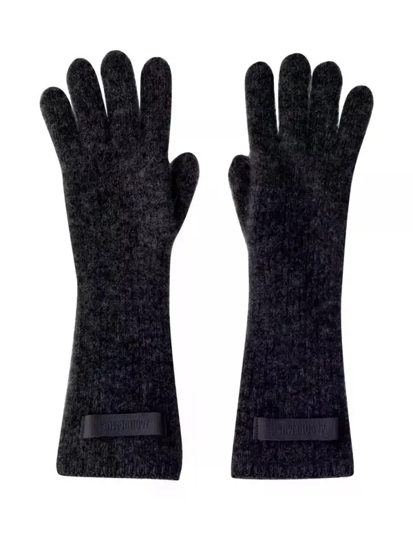 Jacquemus Ribbed Logo Gloves - Black