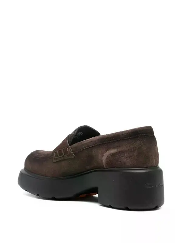 Santoni Suede Platform Loafers