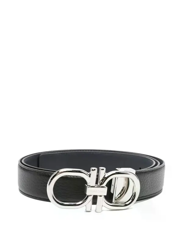 FERRAGAMO Gancini Leather Belt - Black