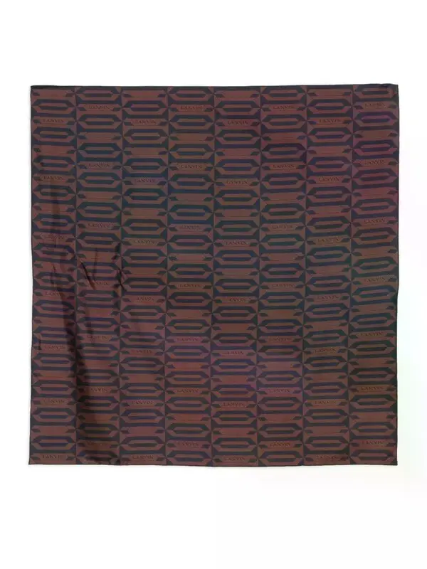 LANVIN Geometric-pattern Silk Scarf - Brown
