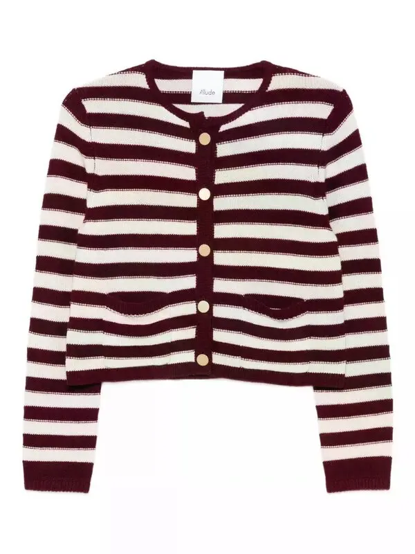 ALLUDE Striped Buttoned Cardigan