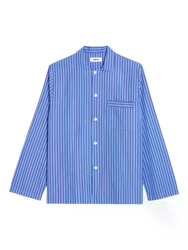 TEKLA Striped Pyjama Top - Blue