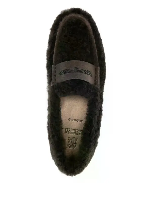 Brunello Cucinelli Shearling Penny Loafers - Brown