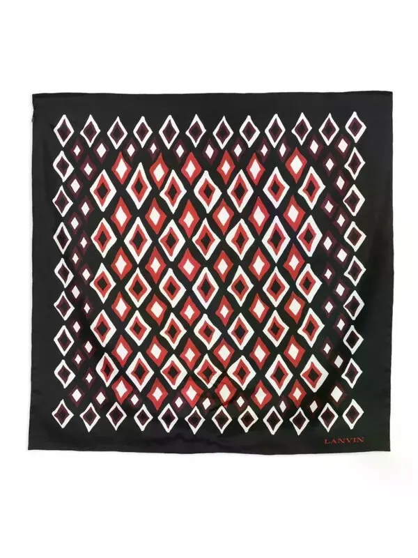 LANVIN Diamond-pattern Silk Scarf - Black