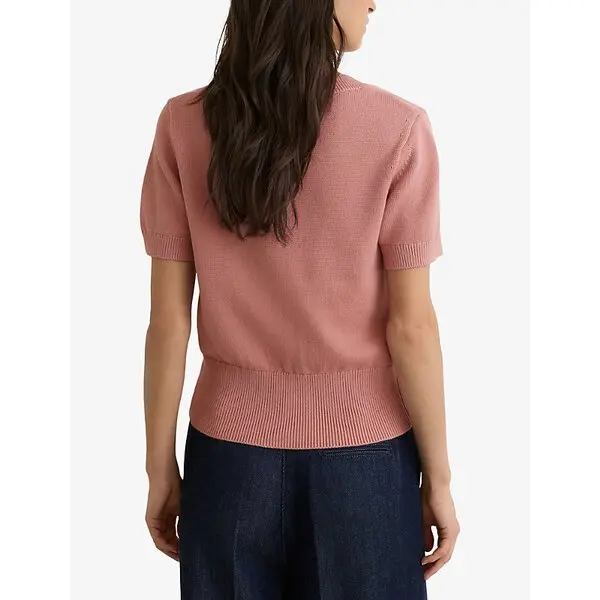 REISS Cotton And Wool-blend Knitted Top - Pink