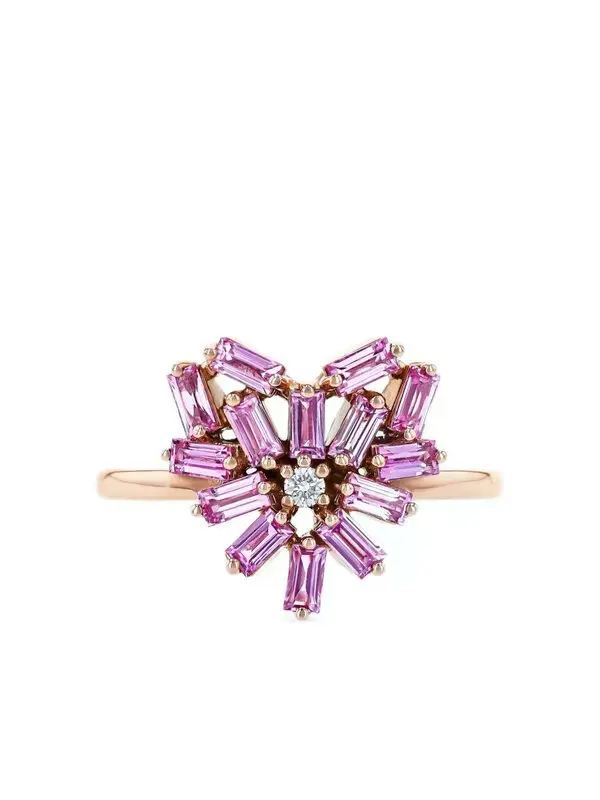 SUZANNE KALAN 18k Rose Pink Sapphire And Diamond Heart Ring - Gold