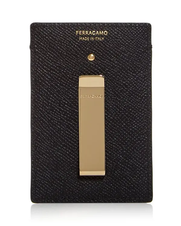 FERRAGAMO Micro Gancio Leather Money Clip & Card Case