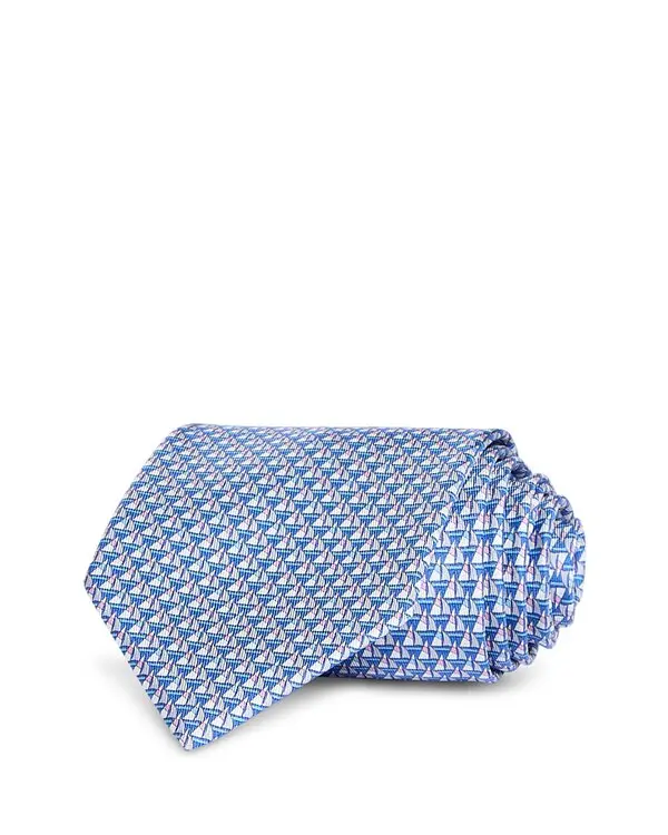 FERRAGAMO Silk Sailing Neck Tie - F. Azzurro