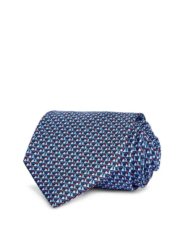 FERRAGAMO Silk Sailing Neck Tie - F. Navy/ Rosso