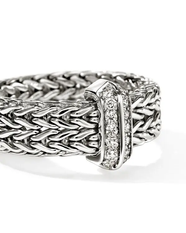 John Hardy Sterling Icon Link Diamond Ring - Silver