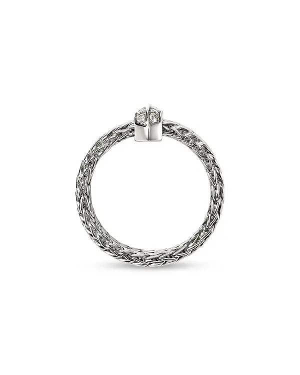 John Hardy Sterling Icon Link Diamond Ring - Silver