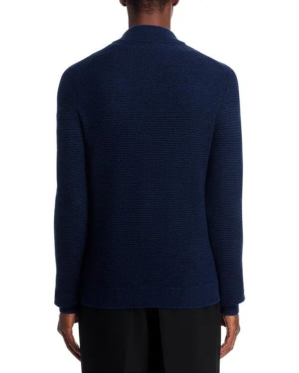 JACK VICTOR Birdseye Knit Quarter Zip Sweater - Blue