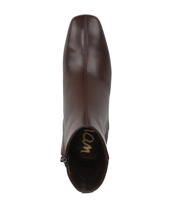 Sam Edelman Paige Square Toe Ankle Booties - Dark Brown
