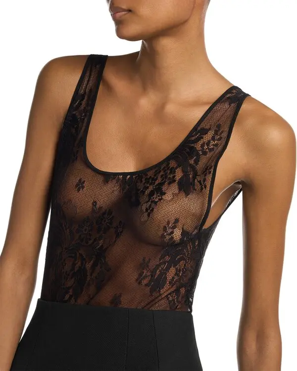 Wardrobe.NYC Evening Lace Tank Bodysuit - Black