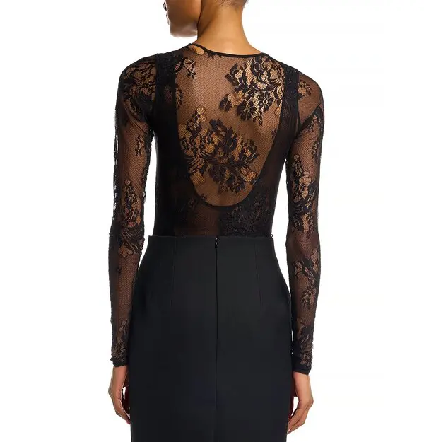 Wardrobe.NYC Evening Lace Tank Bodysuit - Black