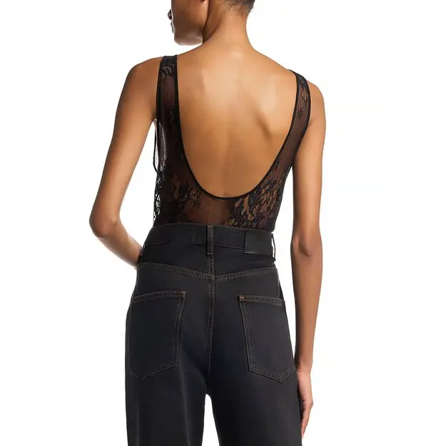 Wardrobe.NYC Evening Lace Tank Bodysuit - Black