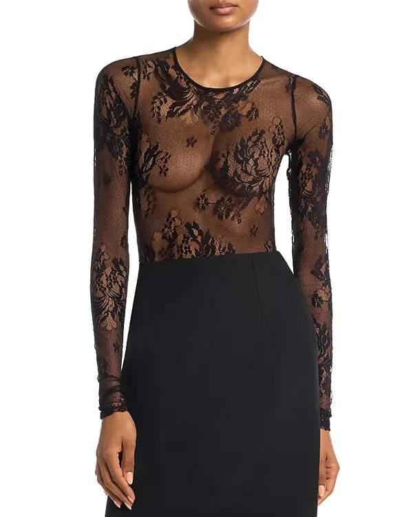 Wardrobe.NYC Evening Lace Bodysuit - Black