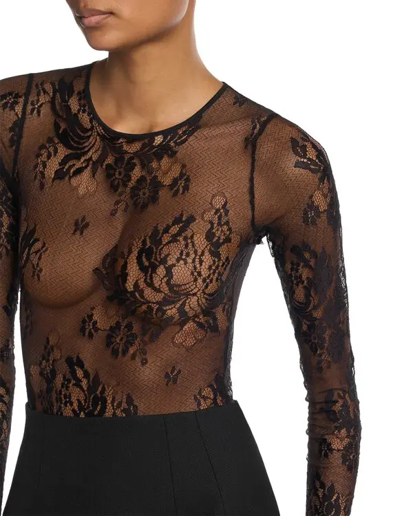 Wardrobe.NYC Evening Lace Bodysuit - Black