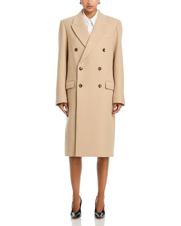 Wardrobe.NYC Classic Double Breasted Wool Coat - Khaki