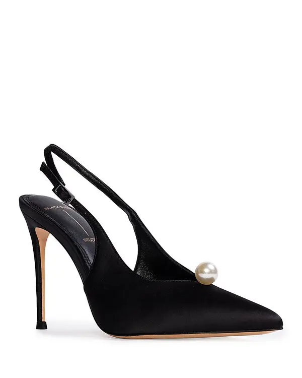 BLACK SUEDE STUDIO Embellished Pointed Pumps - Black