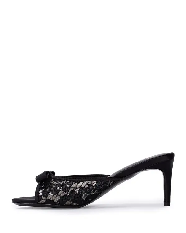 BLACK SUEDE STUDIO Lace Slipper Mule Sandals - Black Lace