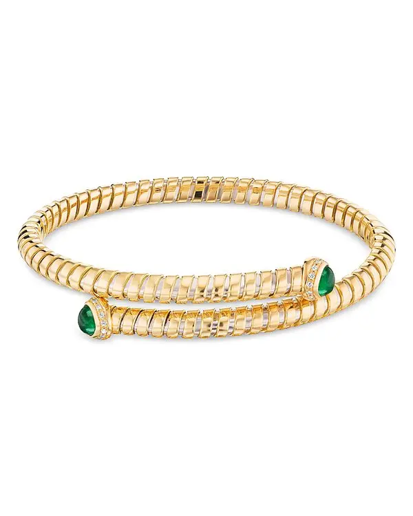 Marina B Trisolina Diamond & Emerald Bangle - Gold