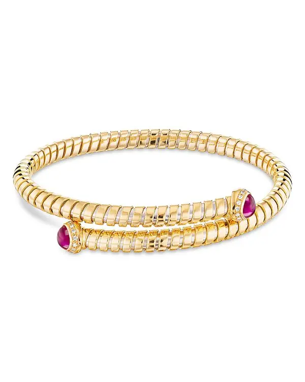 Marina B Trisolina Diamond And Ruby Bangle - Gold