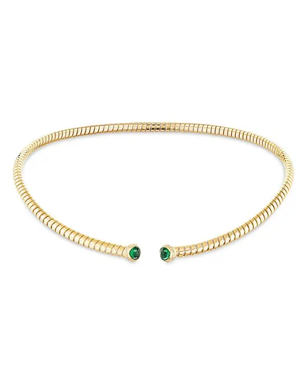 Marina B Trisolina Emerald And Diamond Collar Necklace - Gold