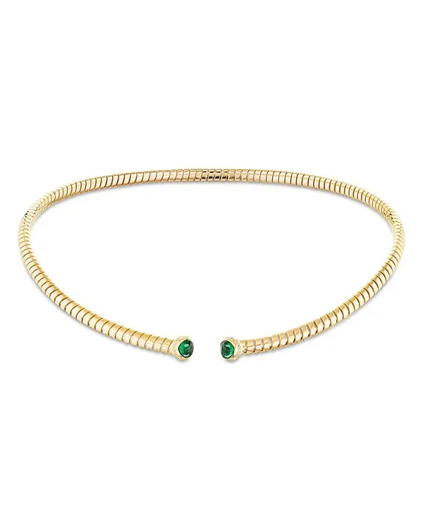 Marina B Trisolina Emerald And Diamond Collar Necklace - Gold