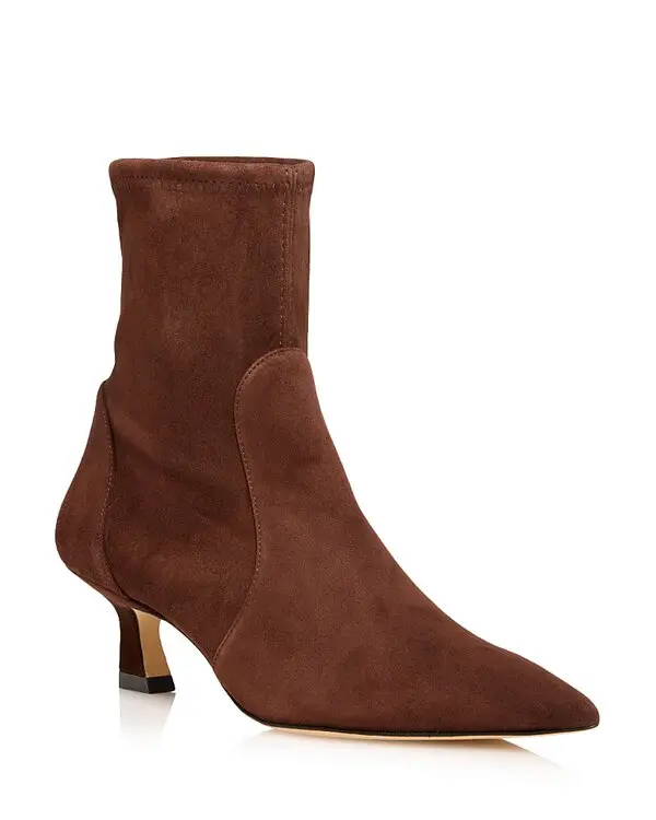 STUART WEITZMAN Vinnie 50 Leather Booties - Walnut