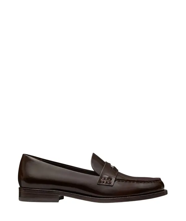 Tory Burch Classic Leather Penny Loafers - Cocoa