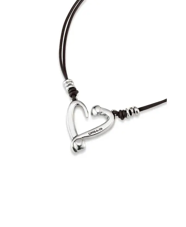 UNODE50 Dual Strap Heart Pendant Necklace