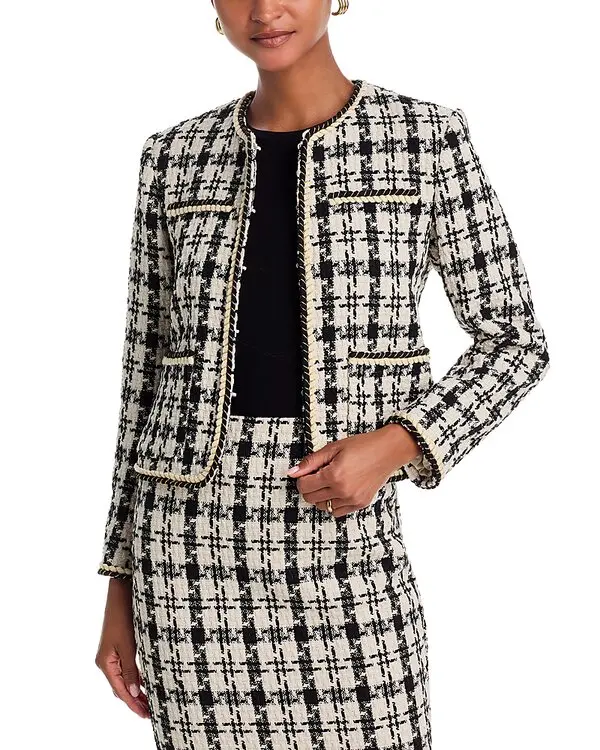 Aqua Houndstooth Tweed Jacket