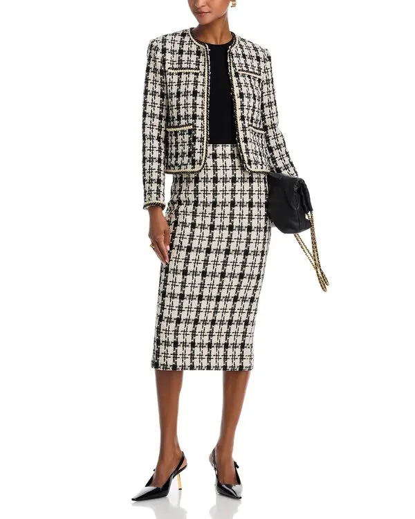 Aqua Houndstooth Tweed Jacket