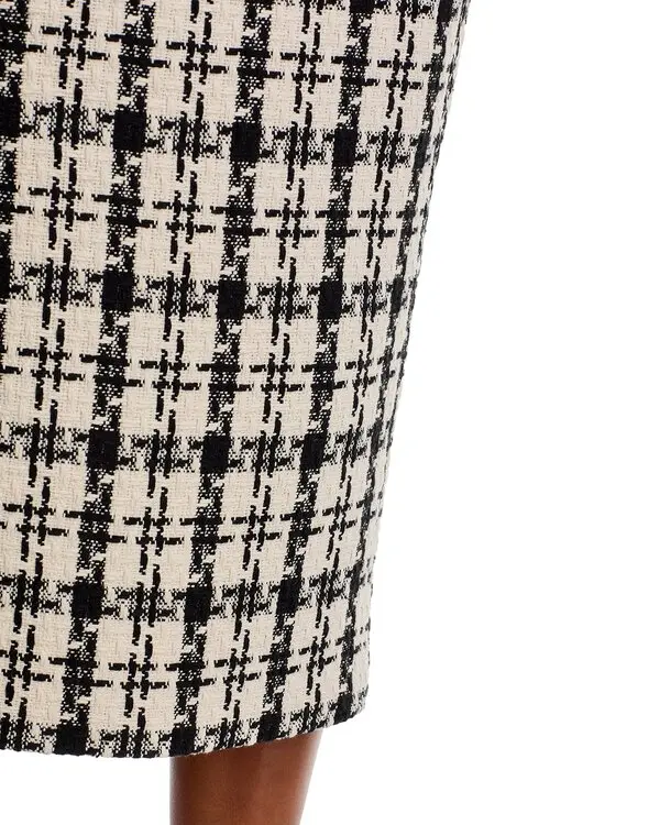 Aqua Houndstooth Tweed Midi Skirt