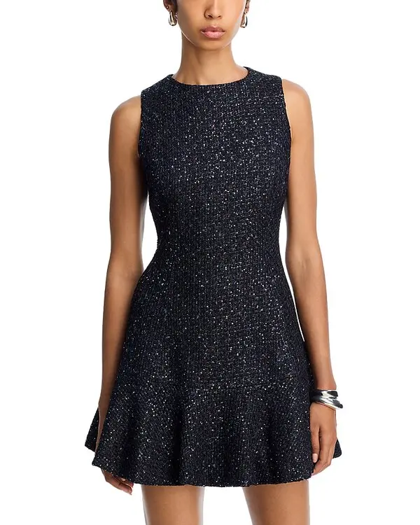 Aqua Bubble Tweed Sleeveless Mini Dress