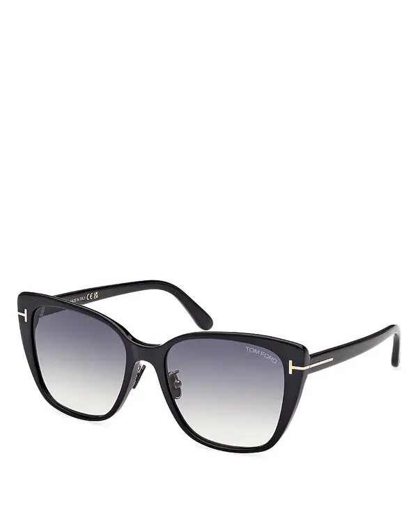 TOM FORD Cat Eye Sunglasses 57mm - Black/smoke Gradient