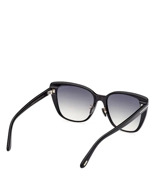 TOM FORD Cat Eye Sunglasses 57mm - Black/smoke Gradient
