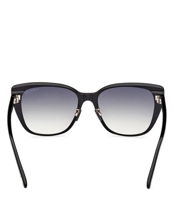 TOM FORD Cat Eye Sunglasses 57mm - Black/smoke Gradient